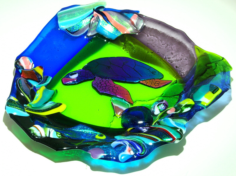 Art Glass Sea Turtle Platter from Kela's...a glass gallery on Kauai